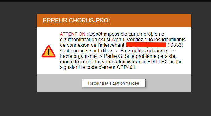 [CHORUS PRO] Erreur CPP401 lors du dépôt – Aide Ediflex