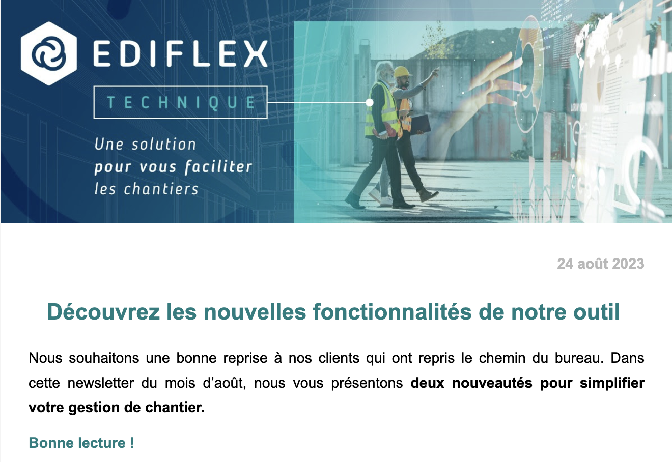 Nouveautés - Les nouvelles fonctionnalités techniques d'Ediflex - 24/08/2023 – Aide Ediflex