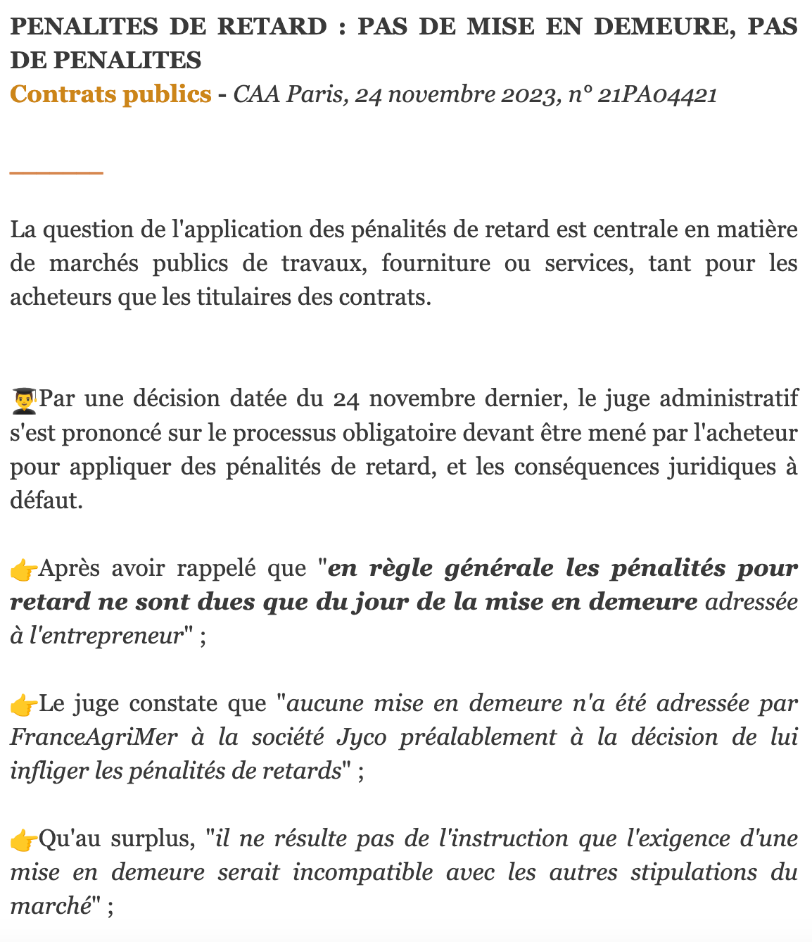 PENALITES DE RETARD : PAS DE MISE EN DEMEURE, PAS DE PENALITES - 21/12 ...