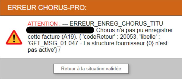[CHORUS PRO] : MESSAGE D'ERREUR : Structure non active (TOUS) – Aide Ediflex
