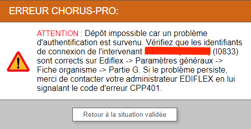 [CHORUS PRO] Erreur CPP401 lors du dépôt – Aide Ediflex