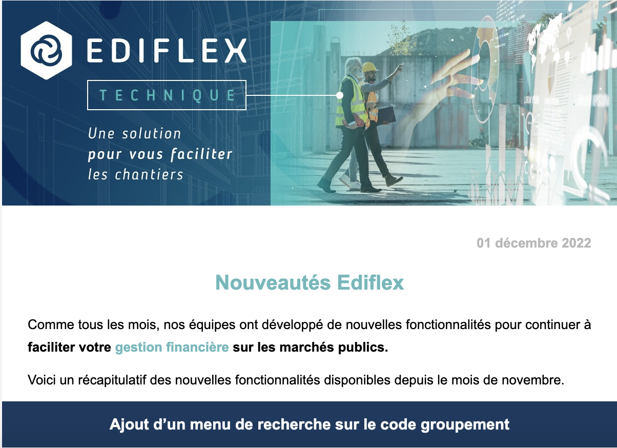 Nouveautés - Les nouvelles fonctionnalités techniques d'Ediflex - 01/12/2022 – Aide Ediflex